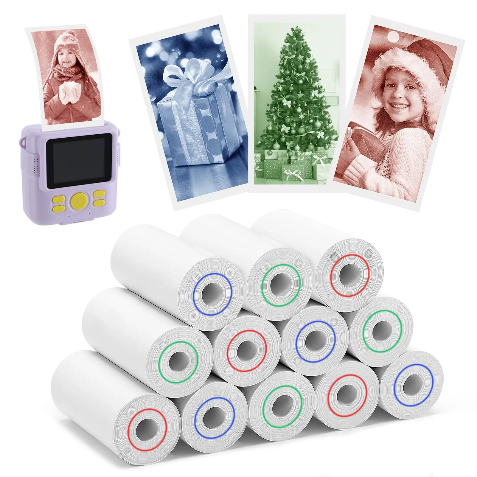 5-color Kids Camera Paper Roll Refill - Color-Developing Red Green Blue ...