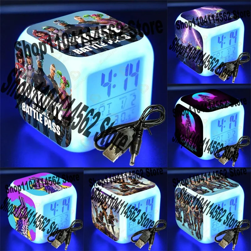 Forest-Night-Battle-Game-Alarm-Clock-7-Colors-Changing-Square-Clock ...