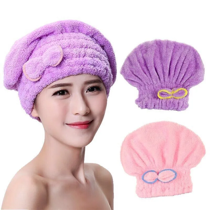 Microfibre-Quick-Hair-Drying-Bath-Towel-Spa-Bowknot-Wrap-Towel-Cap ...