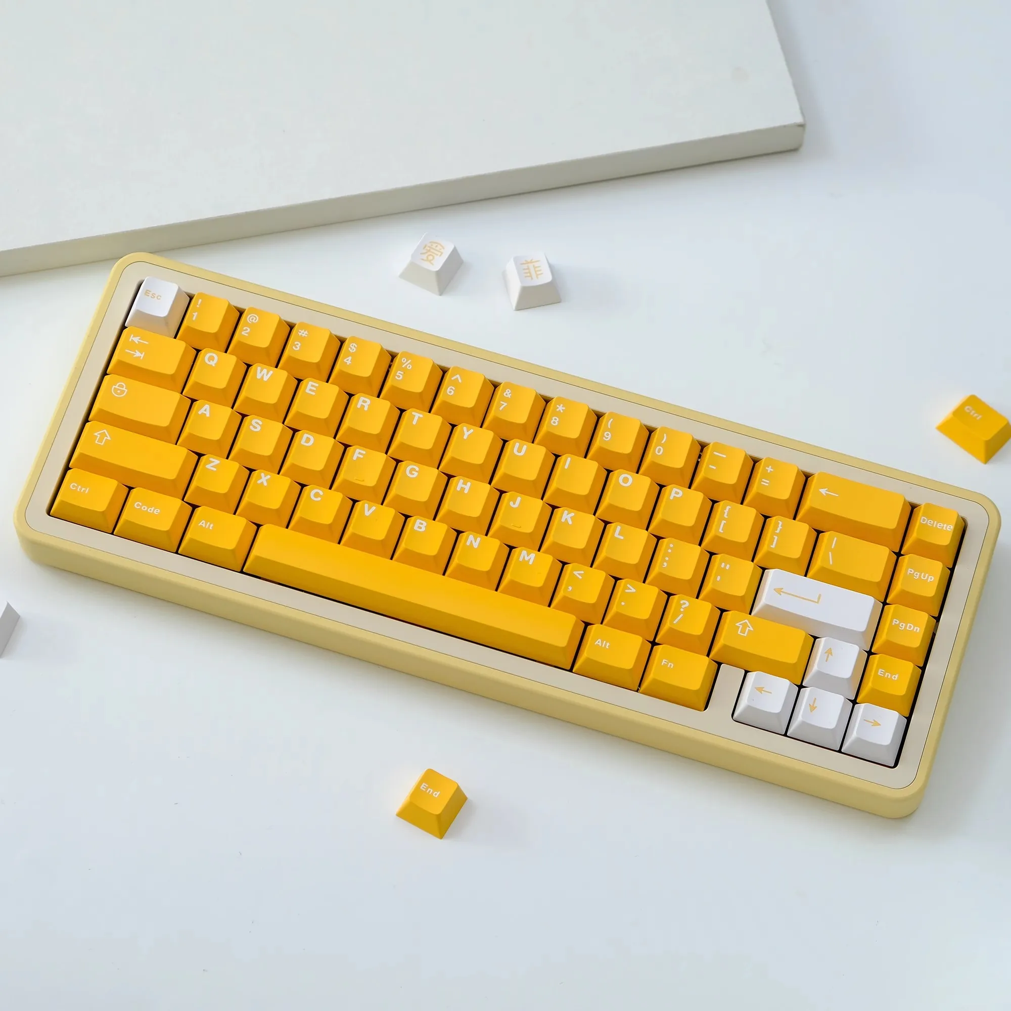 136-Keys-set-Aifei-Yellow-Orange-White-Keycaps-ABS-Double-Shot-Key-Caps ...