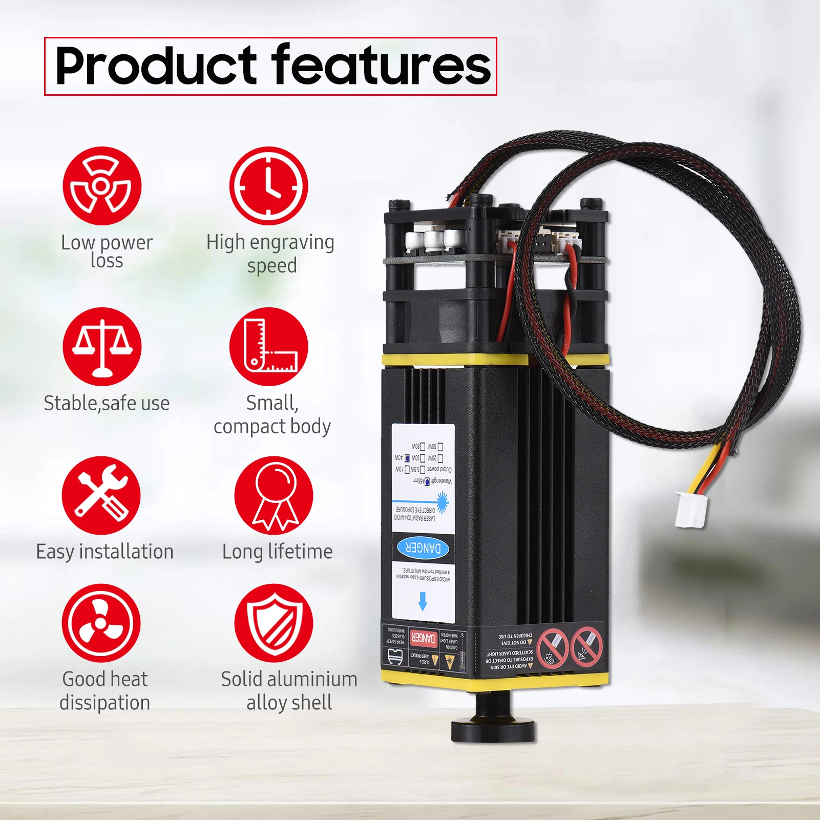 450nm 10W 20W 30W 40W 80W Laser Module Adjustable Focal Length Laser ...