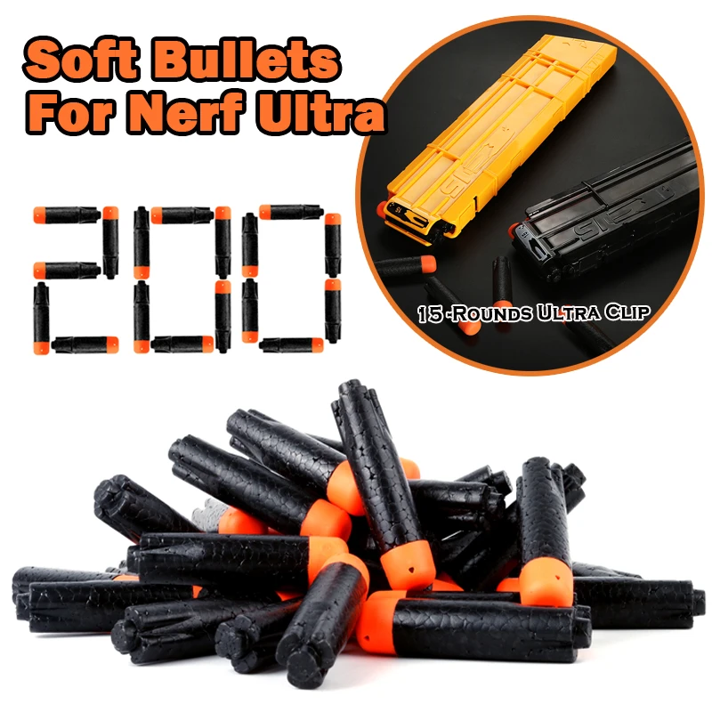 Soft Black Bullets For Nerf Ultra Refills Blaster Darts 15-rounds ...