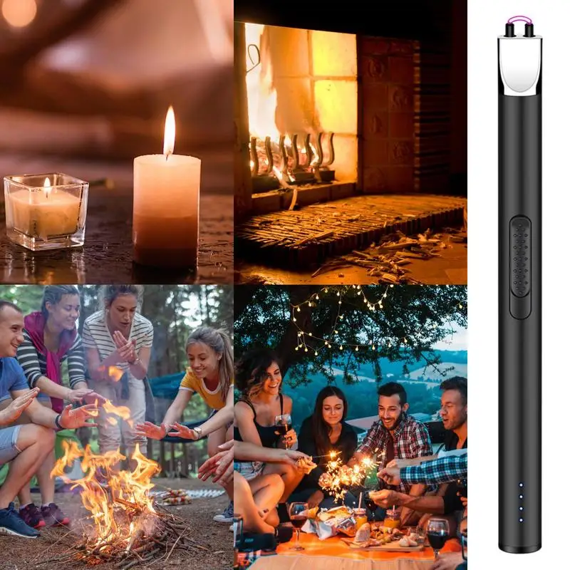 USB-Electric-Lighter-Windproof-Kitchen-Lighter-Rechargeable-Arc-Lighter ...