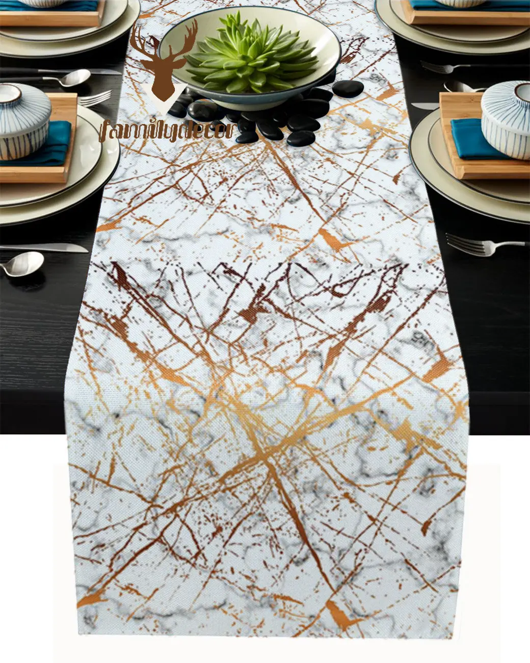 Luxury-Table-Runner-Marble-Golden-Crack-Birthday-Party-Hotel-Dining ...