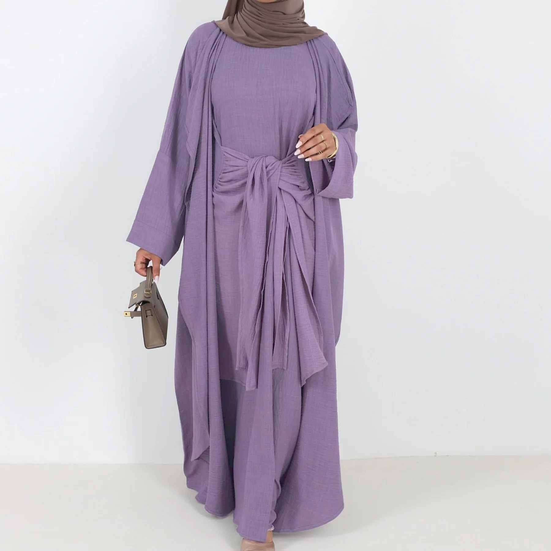 Abaya-2-Piece-Set-Muslim-Women-Islamic-Clothing-Sleeveless-Inner-Dress ...