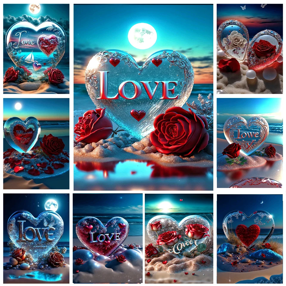 Romantische-Rode-Roos-Liefde-Diamanten-Schilderen-Kit-5D-Diy-Volledige ...