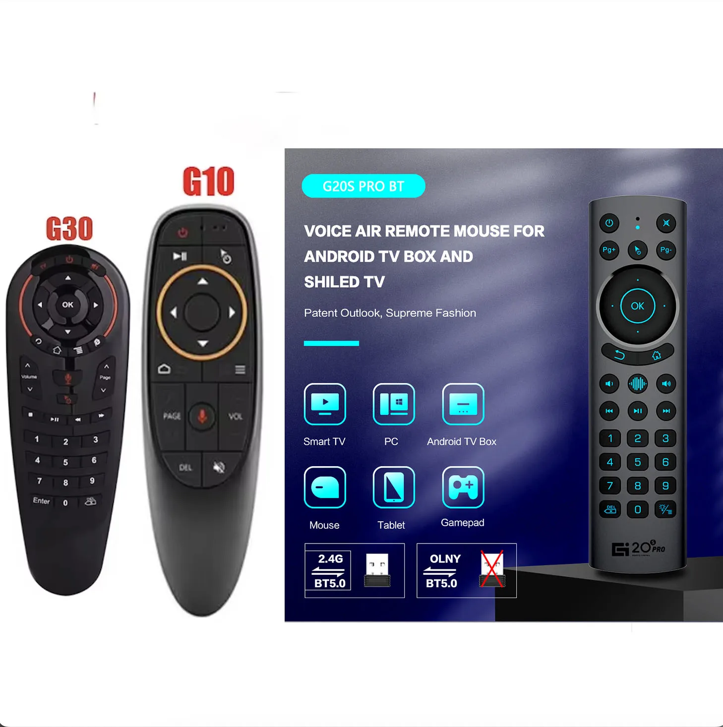 G10/G20s pro BT /G30 Remote control 2.4G Wireless Voice Air Mouse Gyro ...