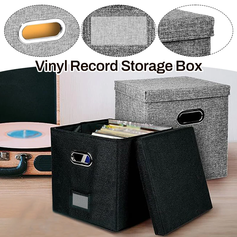 Vinyl Record Storage Box Vinyl Record Case for Lp Album Storage Linen ...