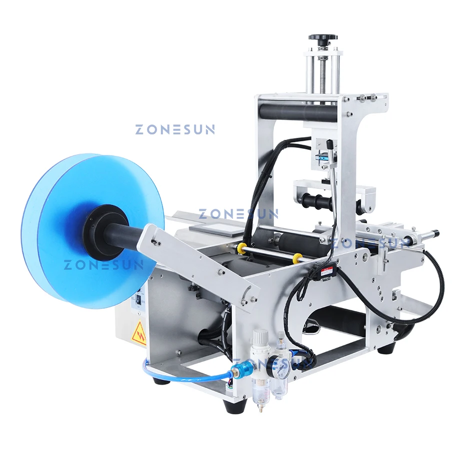 ZS-TB101 Tabletop Round Bottles Labeling Machine with Printer – ZONESUN