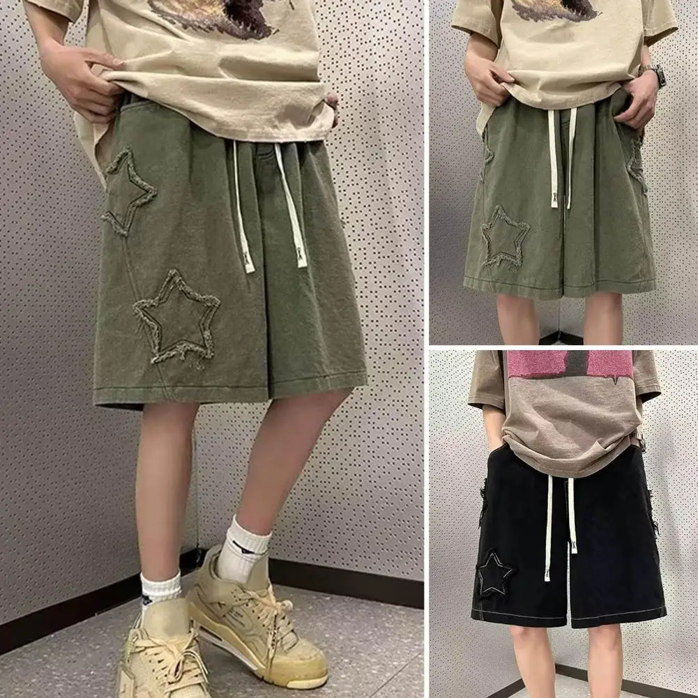 Elastic-Waist-Denim-Shorts-Wide-Leg-Denim-Shorts-with-Adjustable-Waist ...