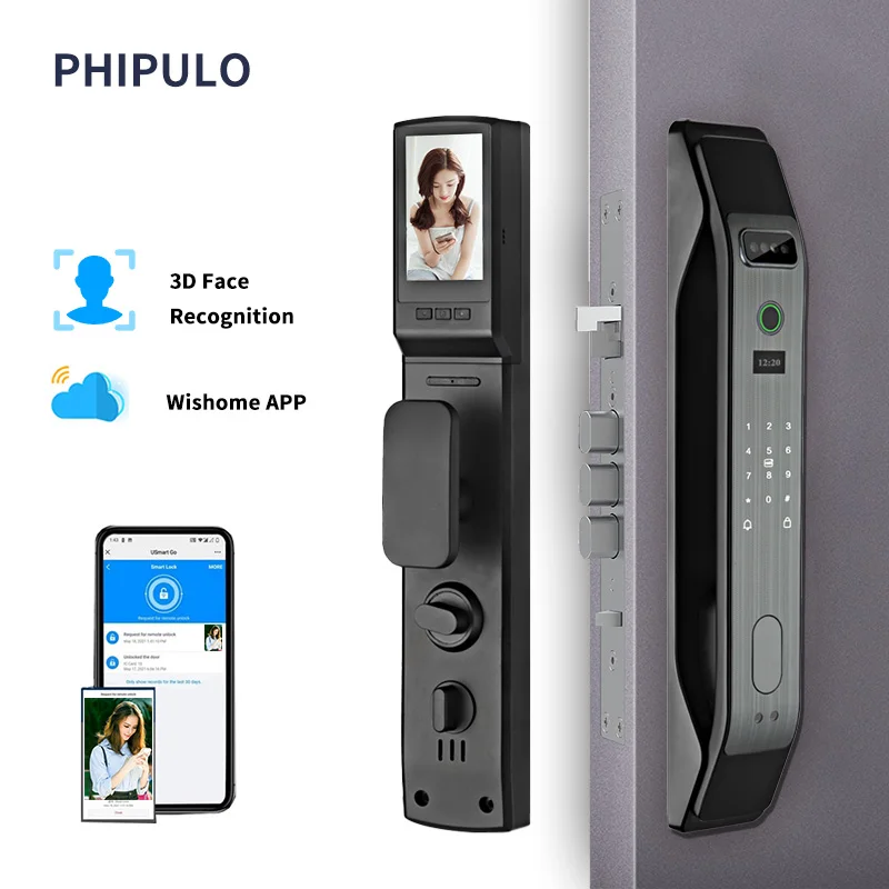 PHIPULO 3D Face Recognition Unlock Digital Door Lock With Camera ...