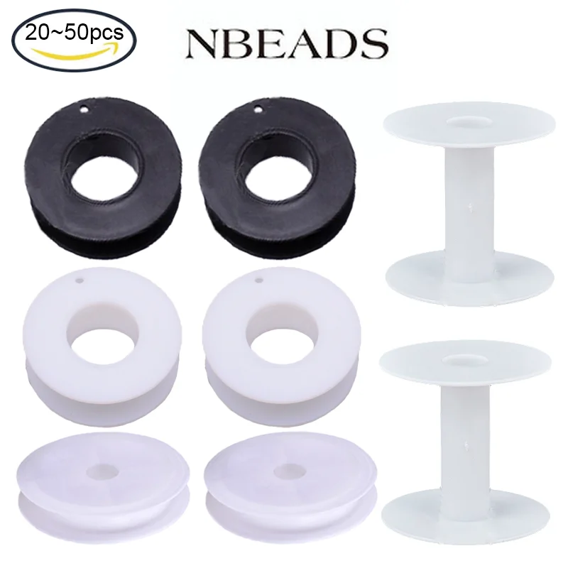 NBEADS-20-50PC-Plastic-Bobbin-Empty-Wire-Spool-Bobbin-Thread-Round-Ends ...