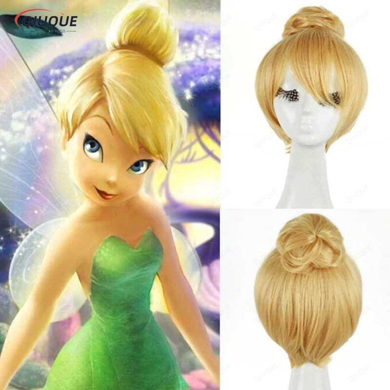 Princesa-Tinker-Bell-Tinkerbell-Cabelo-Loiro-Curto-com-Bun-Resistente ...