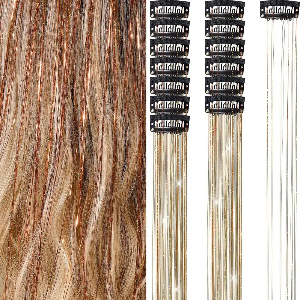 Polyester-Hair-Extensions-Colorful-Glitter-Tinsel-Hair-Extensions-for ...