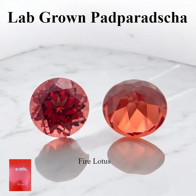 Lab Grown Padparadscha Round Shape Fire Lotus Charm Beads for Diy ...