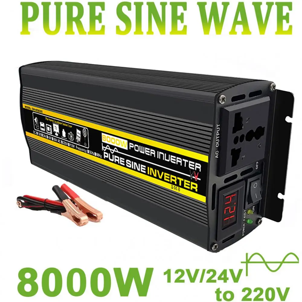 3000/4000/6000/8000W 순수 정현파 자동차 인버터 전원 인버터, DC12V 24V ~ AC 110V 220V 소켓 변환기, 자동차 홈 야외용 ...