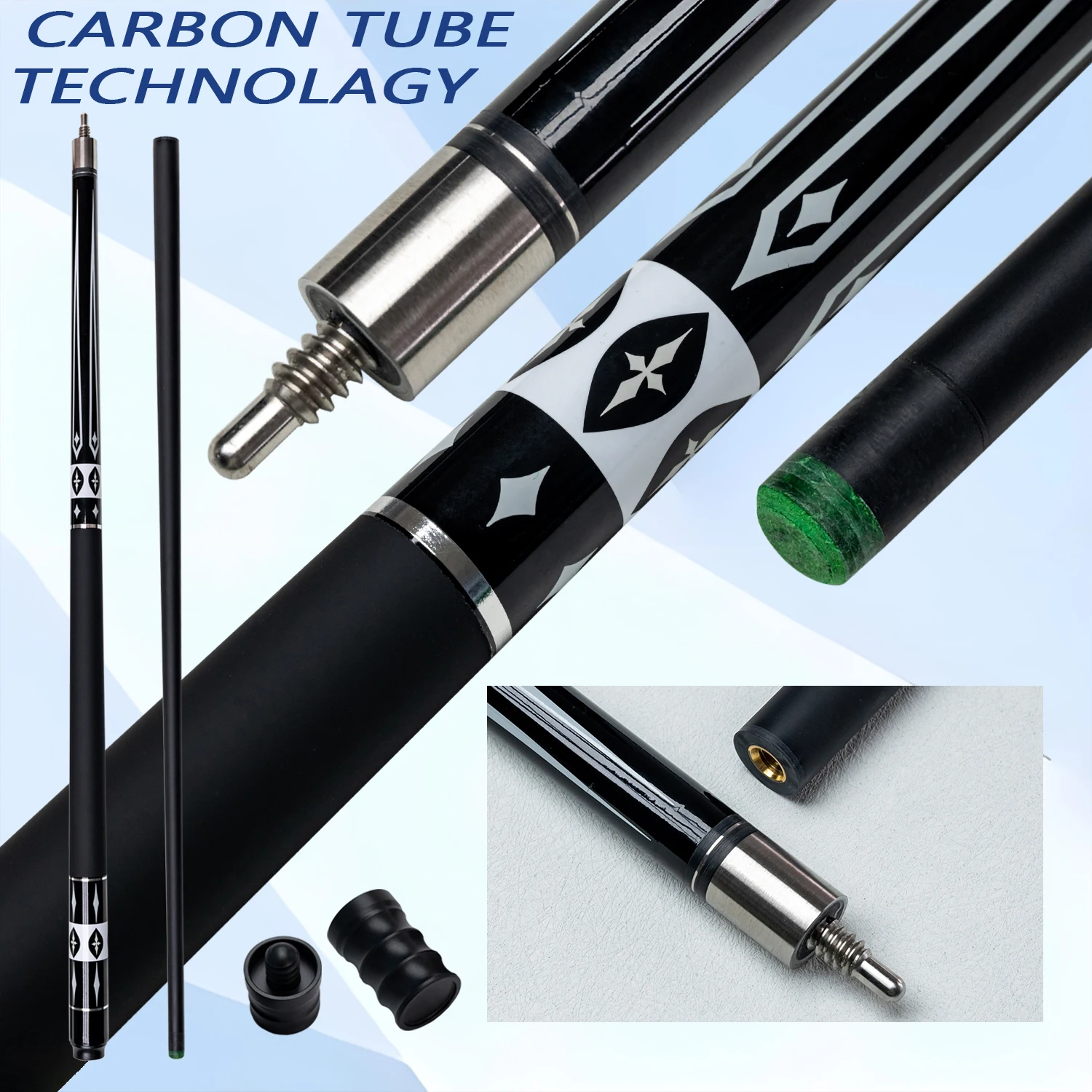 Carbon Billiards Pool Cue Bag Set High Performance 12.5mm Private ...