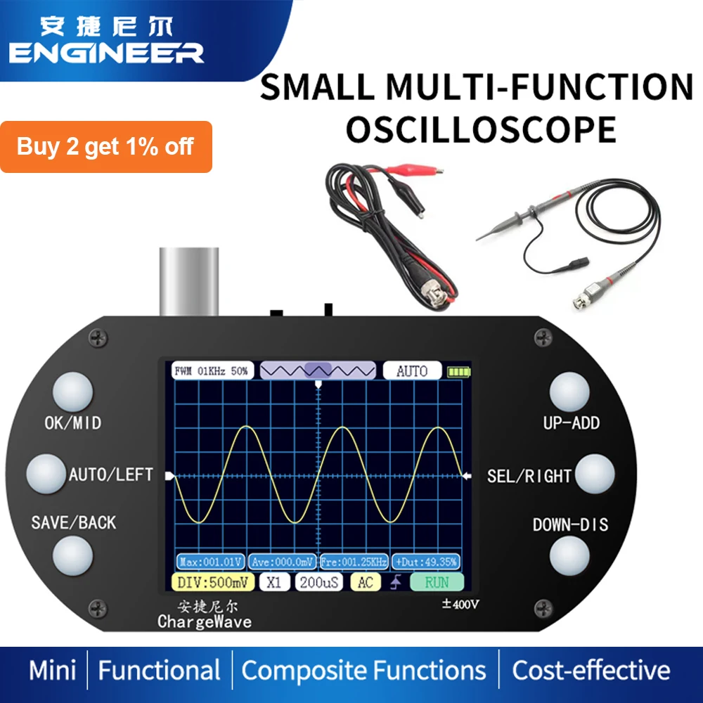 Handheld Digital Oscilloscope 320*240 Resolution 2.4inch TFT Display 2 ...