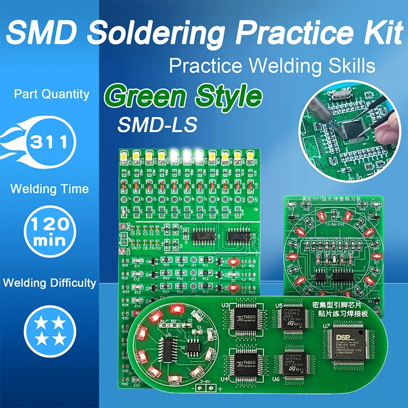 Soldering-Practice-Three-Piece-Set-SMD-Circuit-Board-LED-Electronic-SMT ...