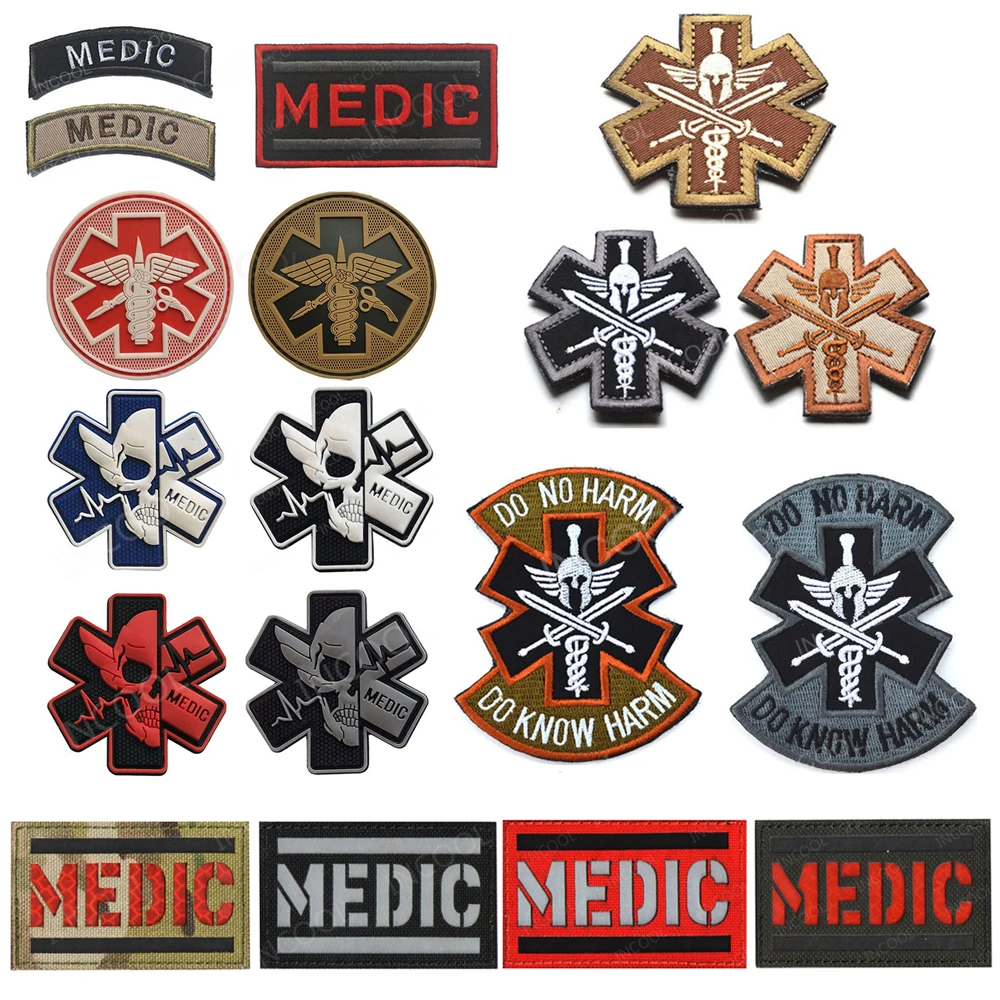 Embroidered-Patches-MEDIC-MED-Skull-Patches-PARAMEDIC-Decorative ...