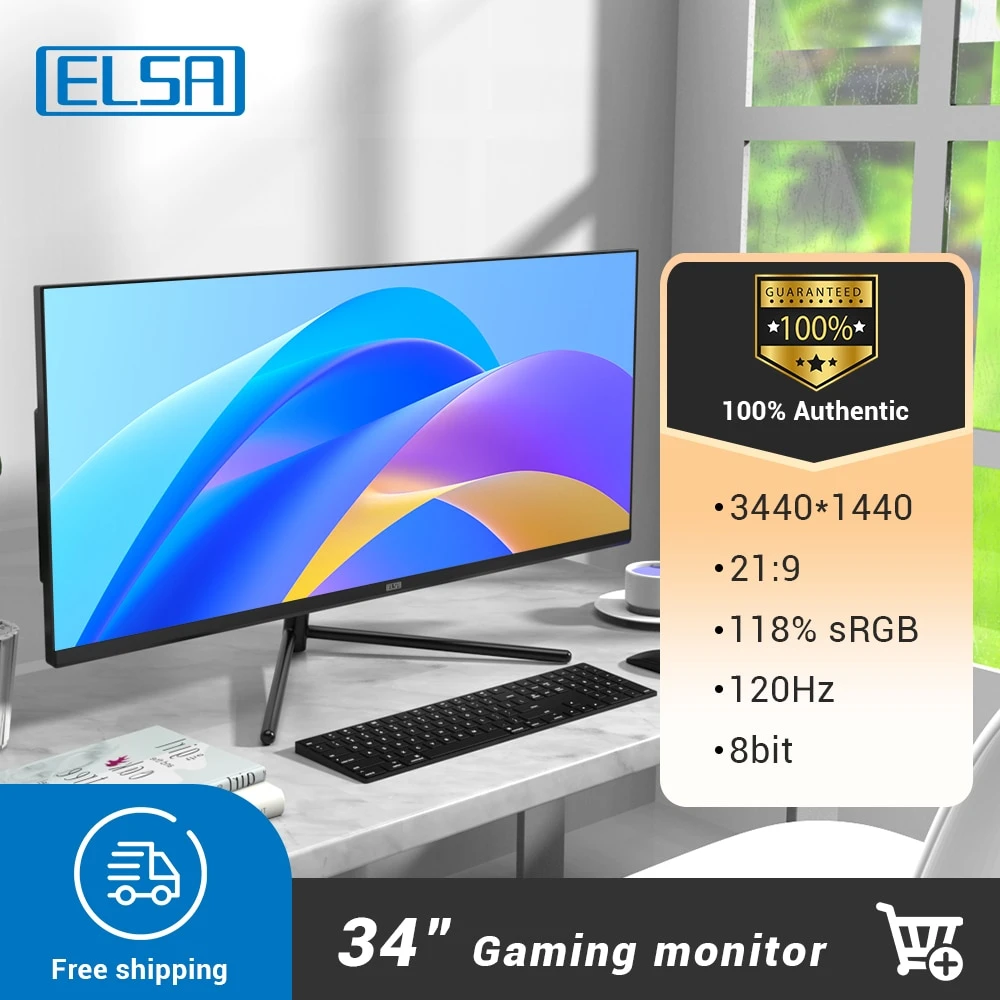 ELSA 34 Polegada Display 120Hz Display WQHD Desktop Gameing Computador ...