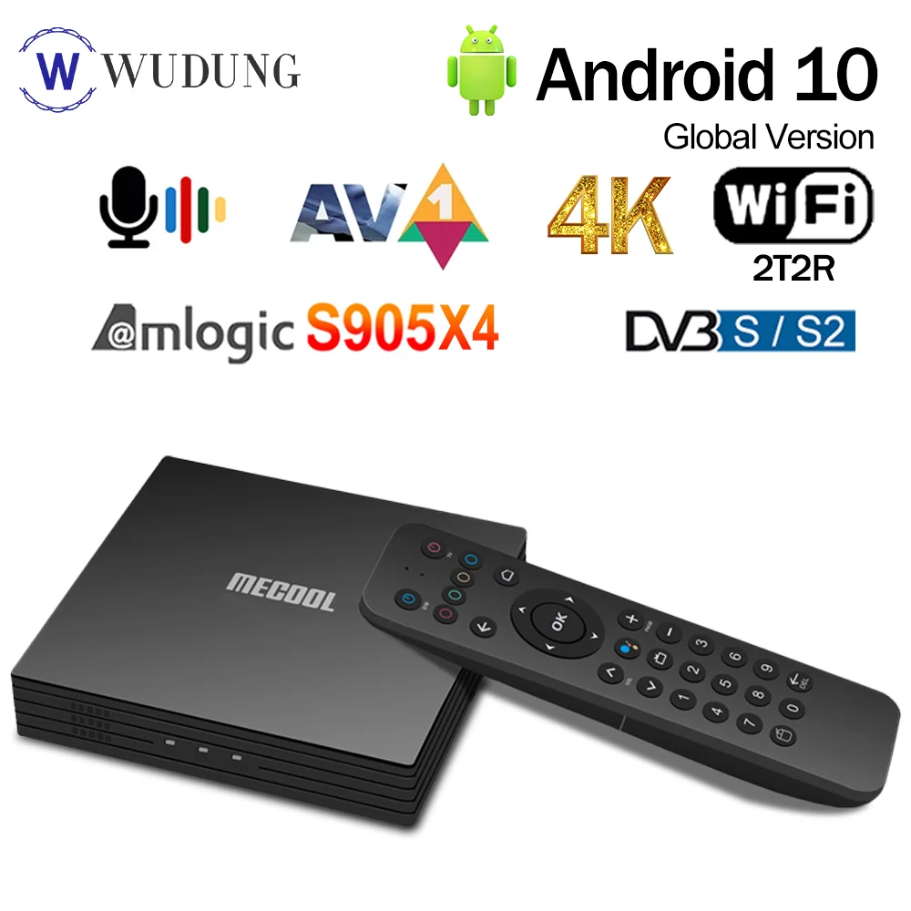 Mecool kt1 s2 4k hd 2t2r wifi tv caixa android 10 amlogic s905x4 2g16g media player bt DVB S/s2 ...