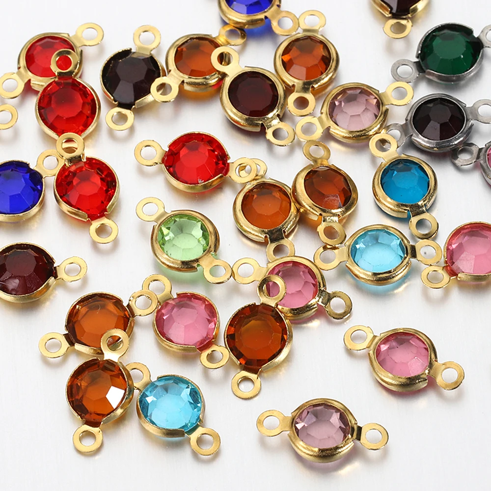 20pcs-Mixed-Stainless-Steel-Rhinestone-Beads-Birthstones-6mm-Crystal ...