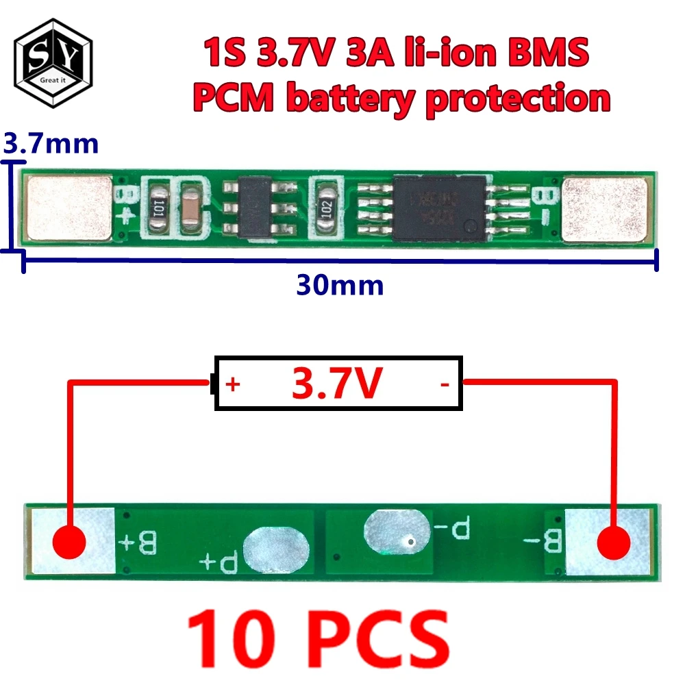 10PCS-1S-3-7V-3A-li-ion-BMS-PCM-battery-protection-board-pcm-for-18650 ...