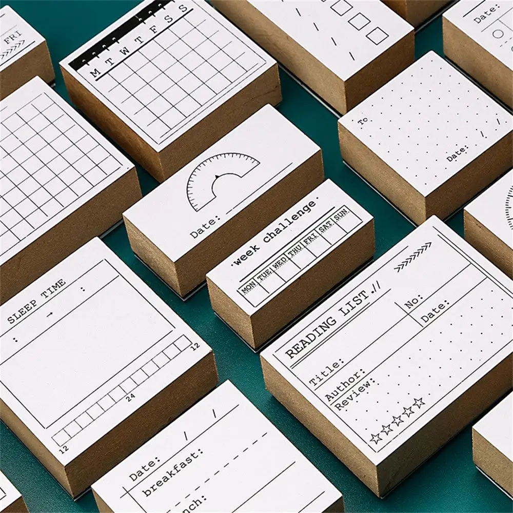 Wooden-Journal-Stamps-Set-DIY-Decoration-Scrapbooking-Monthly-Schedule ...