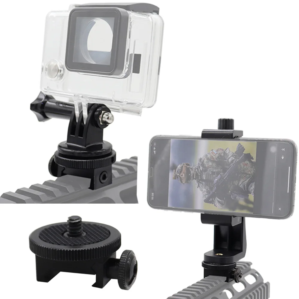 Tactical Picatinny Rail Mobile Phone Camera Mount 1/4 Inch Screw Sport ...