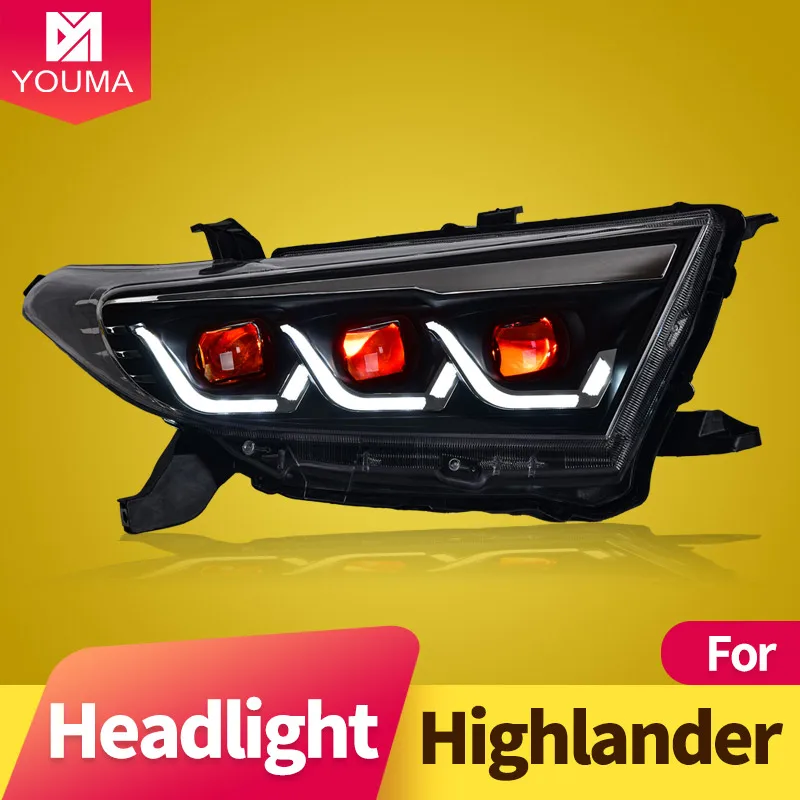 Headlight Assembly For Toyota Highlander 2012-2013 Led Drl Led Dual ...