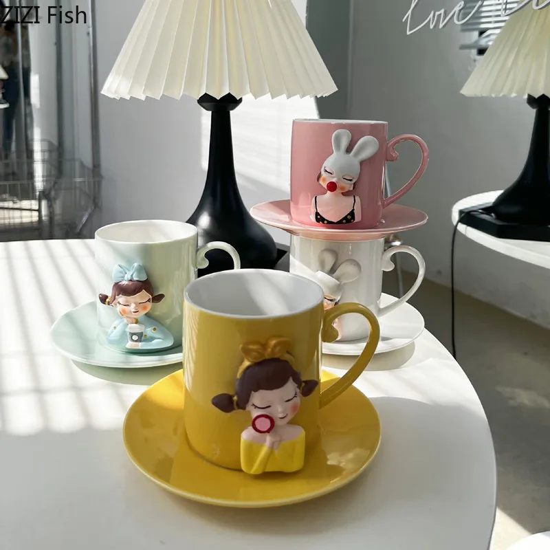 Cute-Cartoon-Girl-Ceramic-Mug-Afternoon-Tea-Milk-Coffee-Cup-Creative ...