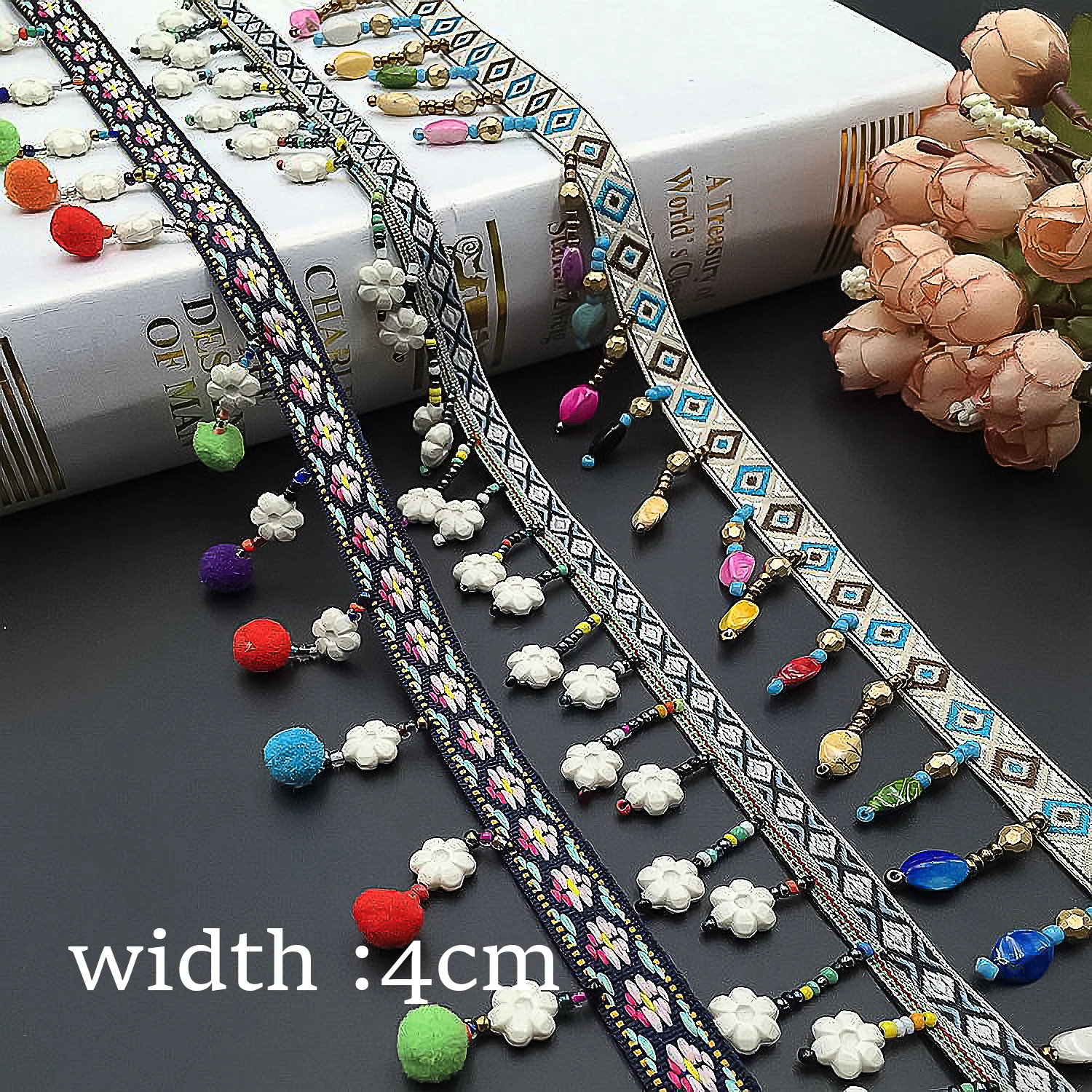 Lace Handicraft Beaded Tassel Lace Trim With New Ethnic Woven Ribbon ...