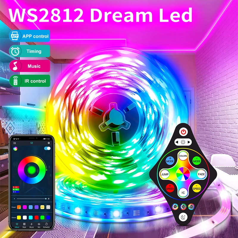 WS2812 Dream LED Strip Lights Bluetooth Control Tape Full Set With ...