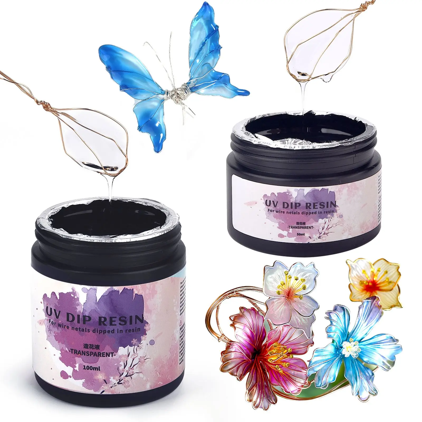 50-100ml-Transparent-UV-DIP-Resin-Glue-For-Wire-Flowers-UV-Flower ...