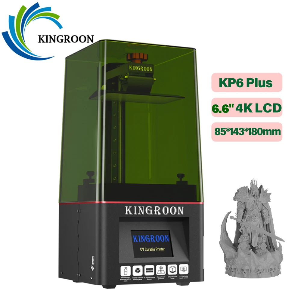 KINGROON LCD 3D 프린터 KP6 PLUS 6.6 인치 4K 단색 SLA UV 수지 프린터 고속 3D 인쇄 KP6 ...