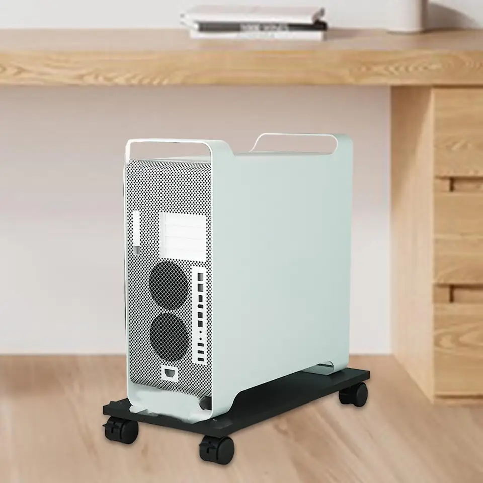 Desktop Computer Stand Wooden Computer Tower Stand With Wheels - Mobile ...