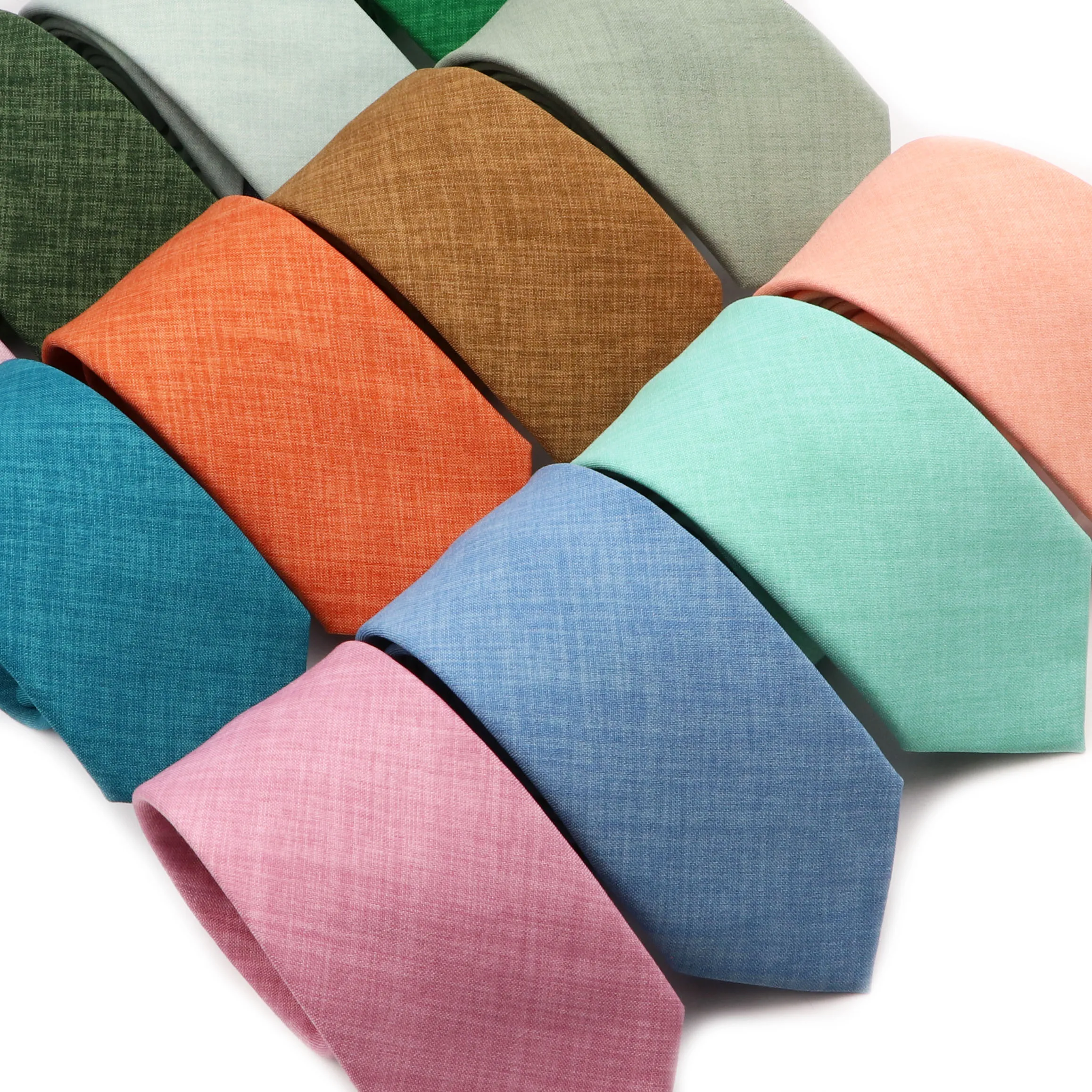 Solid-Color-Handmade-Cotton-Ties-Men-Necktie-Striped-Narrow-Collar-Slim ...