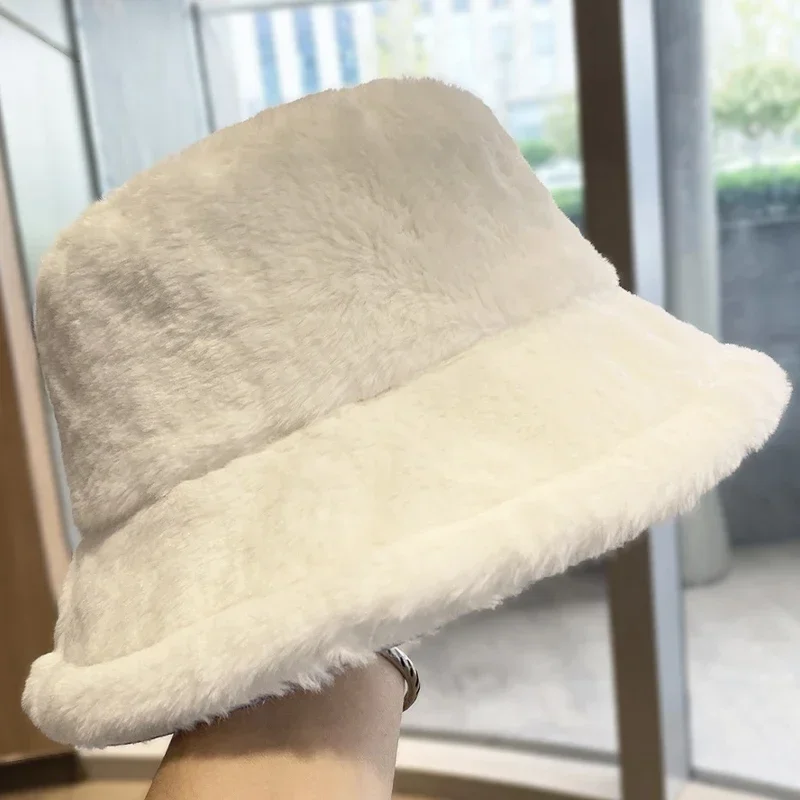 New-Winte-Fashion-Warm-Faux-Fur-Fluffy-Bucket-Hats-Autumn-Outdoor-Thick ...