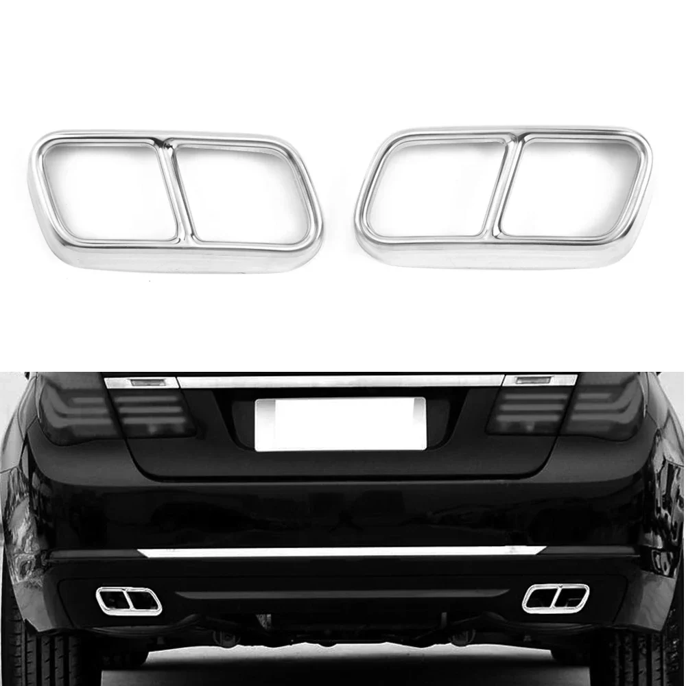 2x-Silver-Stainless-Exhaust-Pipe-Cover-Tips-For-BMW-7-Series-F01-2009 ...