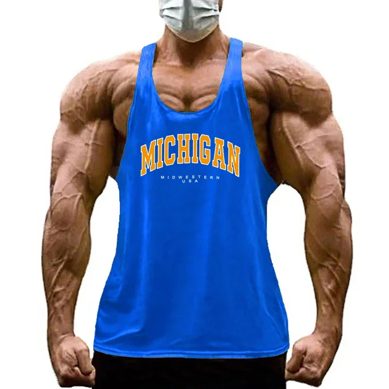 Michigan-Midwestern-USA-Print-Sport-Tank-Tops-Mens-Fitness-Y-Back ...