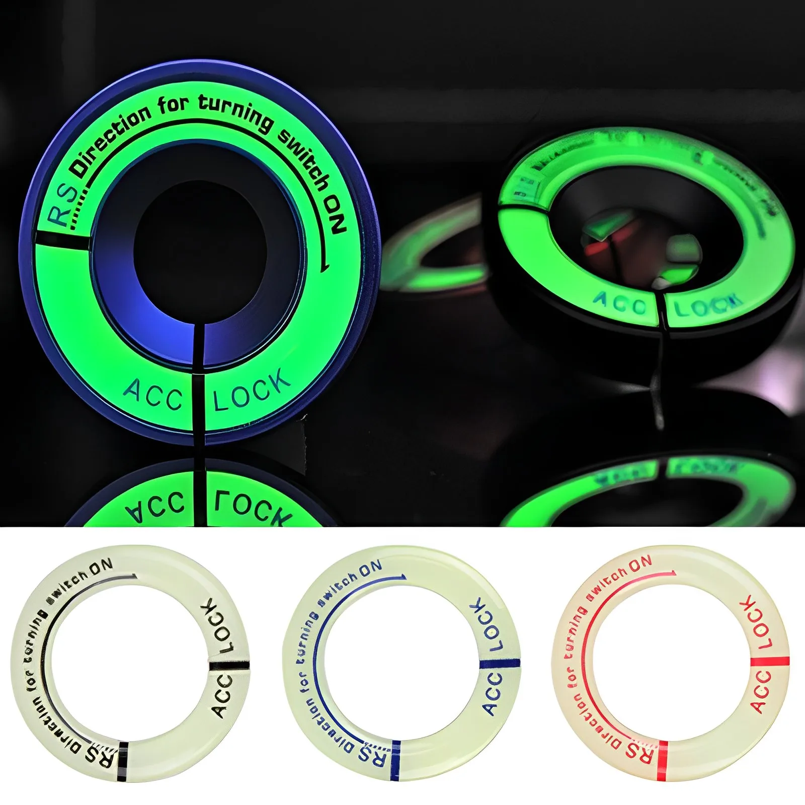 Car-Ignition-Switch-Night-Luminous-Stickers-Rings-Key-Car-Motorcycle-3D ...