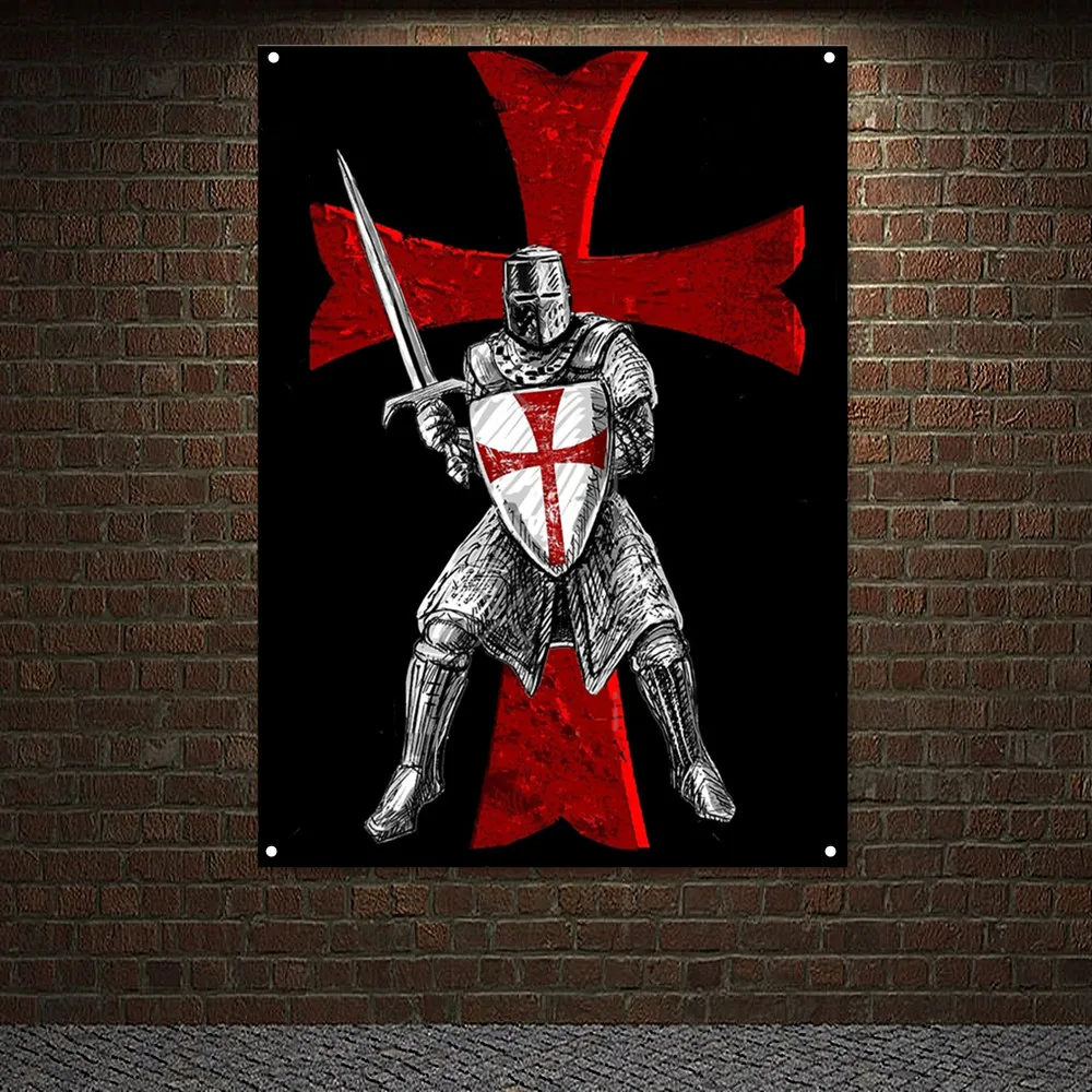 Knights Templar Flag Meaning | Knights Templar Flag Medieval - Poster ...