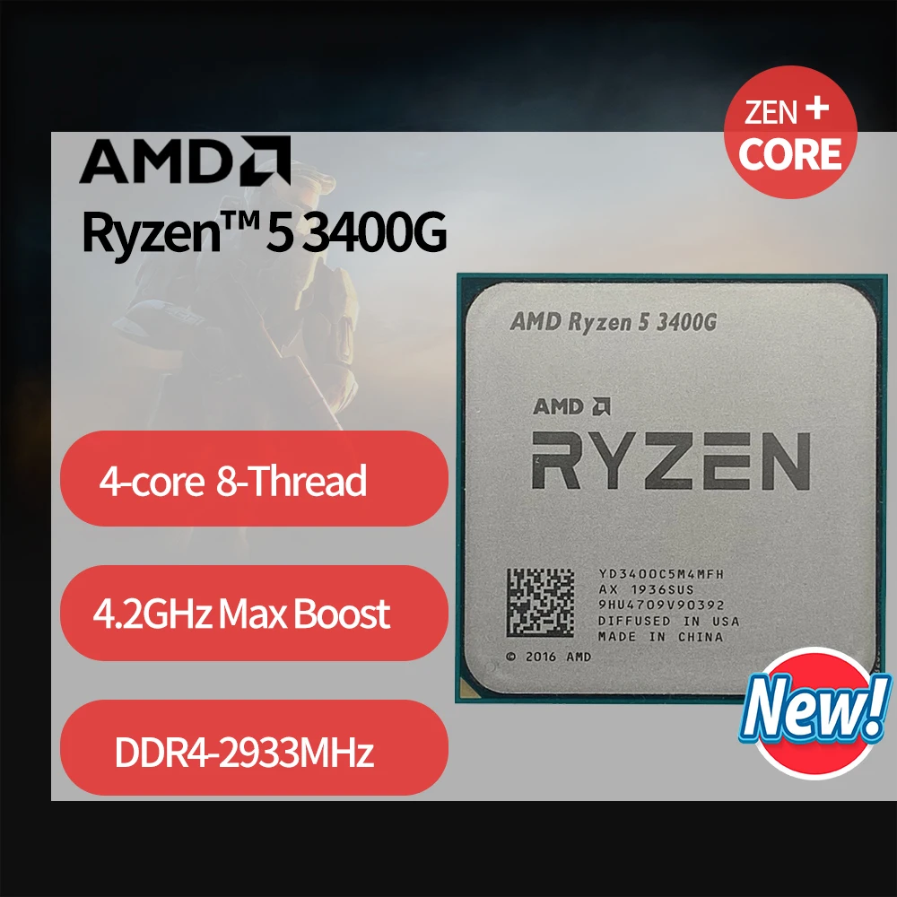 AMD Ryzen 5 3400G R5 3400G 3.7 GHz 쿼드 코어 8 스레드 65W CPU 프로세서, YD3400C5M4MFH YD340GC5M4FISocket ...