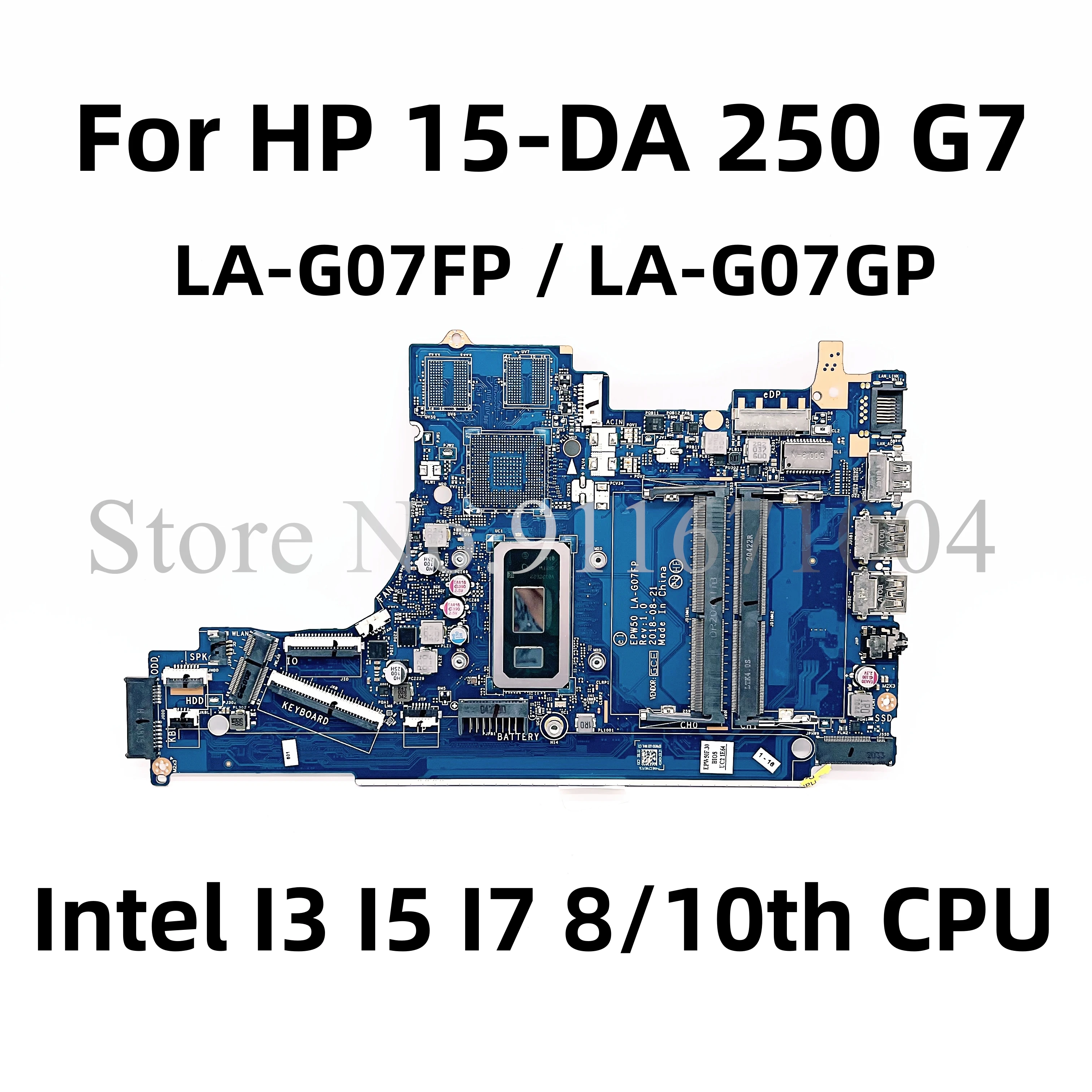EPW50 LA-G07FP LA-G07GP For HP 15-DA 250 G7 Laptop Motherboard W/ Intel ...