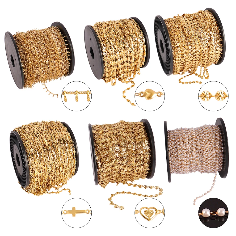 1Meters Stainless Steel Jewelry Clips Leaf Heart Chains For Jewelry ...