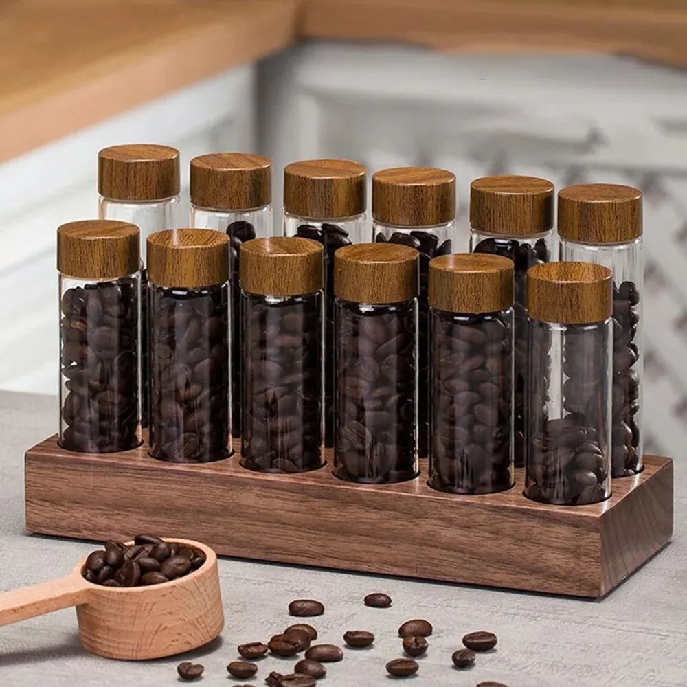 Coffee-Storage-Box-12-Holes-Container-LCD-Display-Coffee-Tube-Glass ...