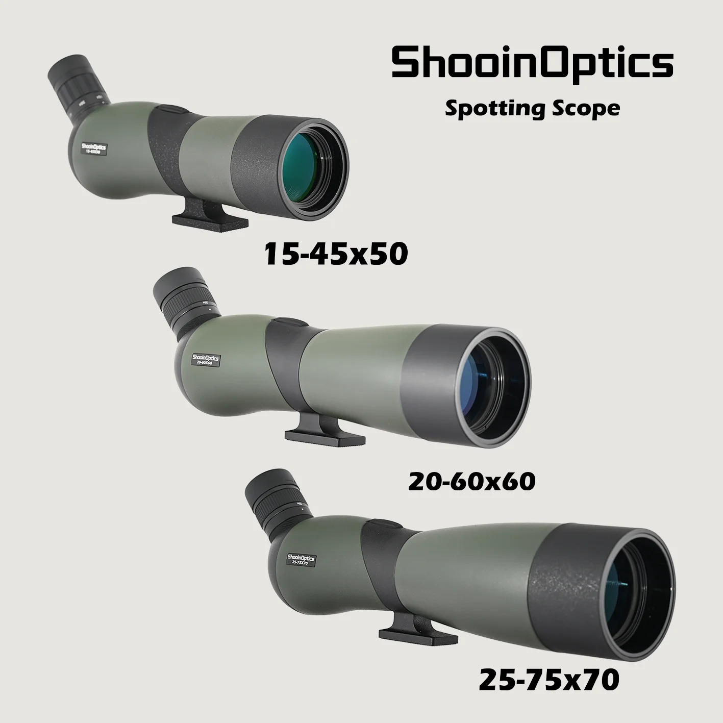 Shooin Optics Spotting Scope 15-45x50 20-60x60 25-75x70 Monocular ...
