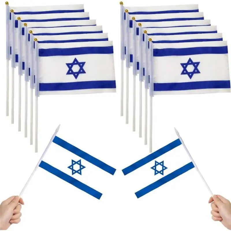 10pcs-14x21cm-Small-Israel-Flag-with-Pole-Israel-Mini-Handheld-Flag ...