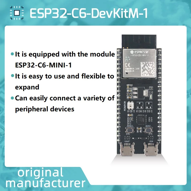 Placa de desarrollo de ESP32 C6 DevKitM 1, placa de núcleo Mini con módulo de ESP32 C6 MINI 1 ...